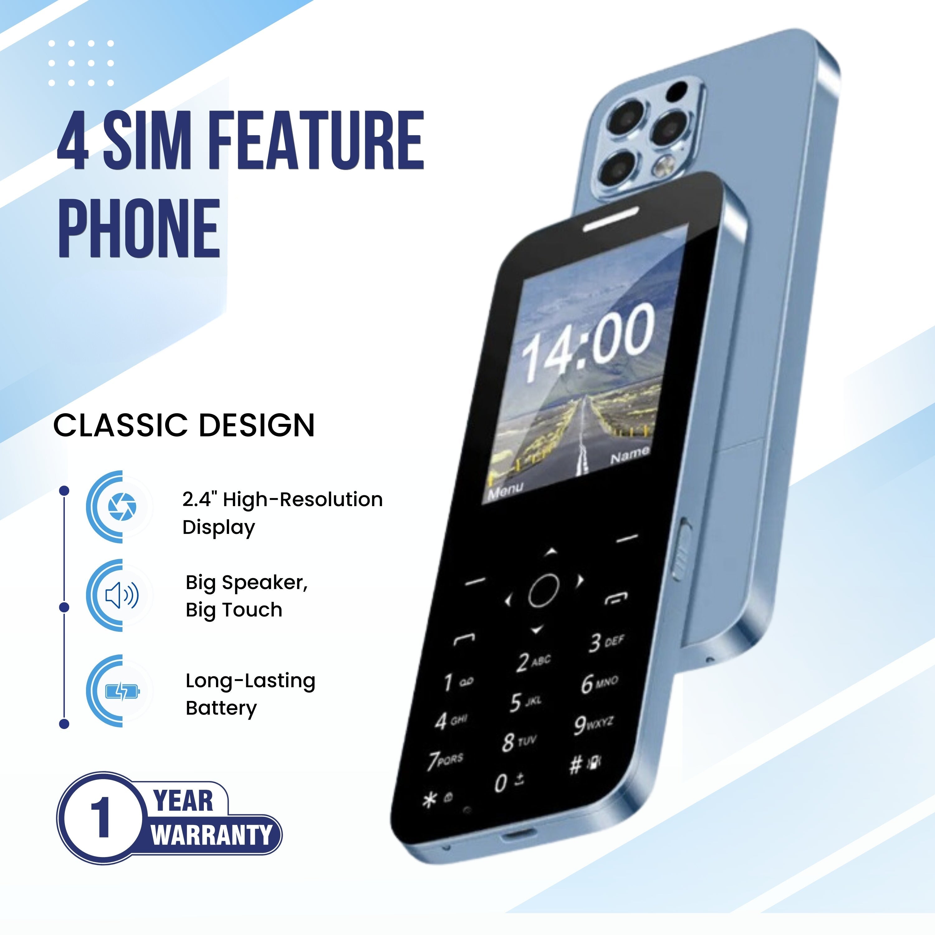 4-SIM Feature Phone with BIG Battery – CG Corporation